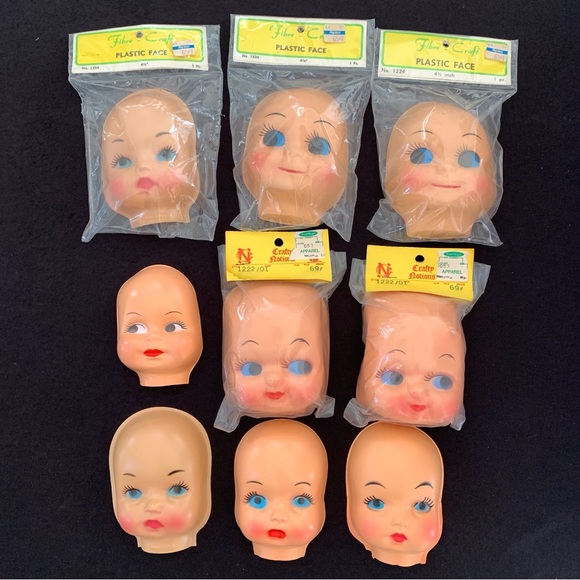 Vintage | Office | Vintage Lot Celluloid Plastic Doll Faces Half Heads ...